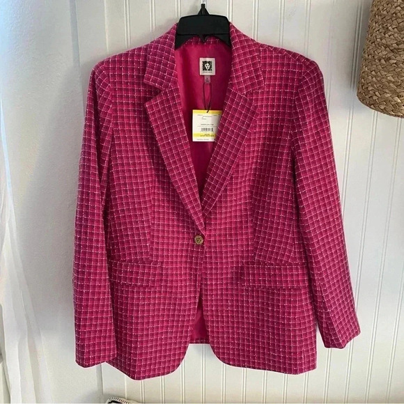 Anne Klein | Jackets & Coats | Anne Klein Womens Pink Perfection Multi Tweed Work Blazer Jacket ...